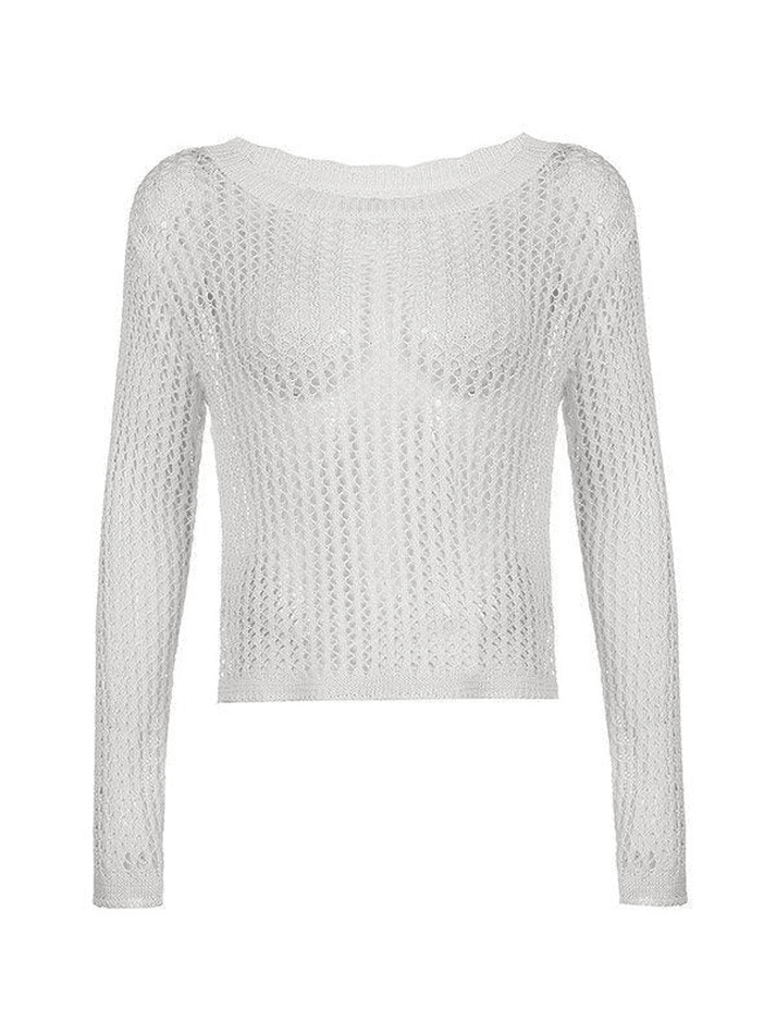 Hollow Out Crochet Long Sleeve Knit Top – Suncoy